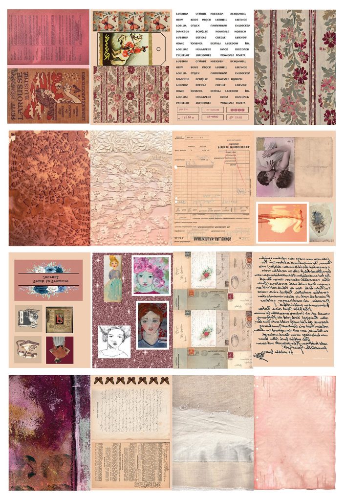 Vintage Love red/orange Collage papers (16 pages A4) - BeaGrob